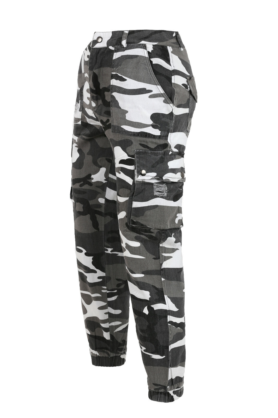 Women Military Style Camouflage Patterned Cuffed High Waist Trouser 4 ...