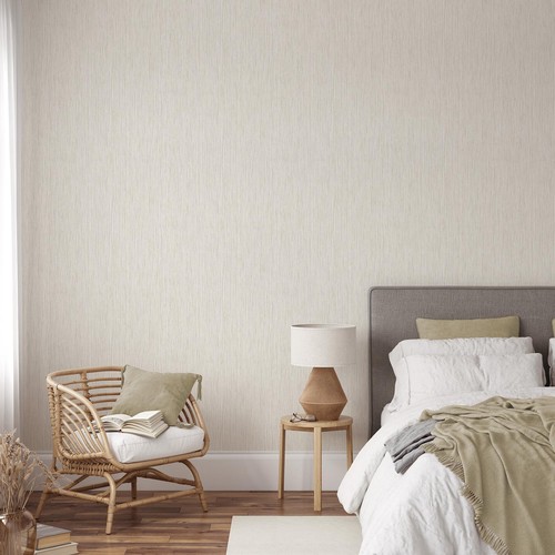 Hudson Textured Vinyl Spongeable Wallpaper Plain Texture Cream Muriva ...