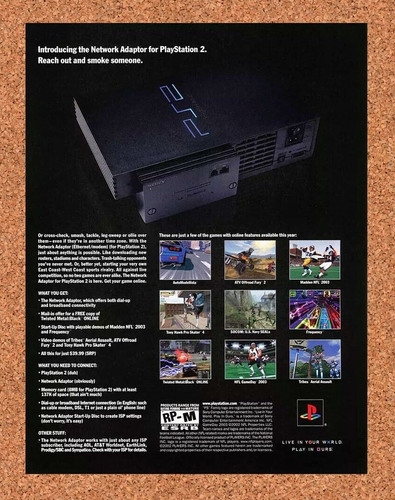 Sony PlayStation 2 Original 2004 Ad Authentic PS2 Network Adapter Game ...
