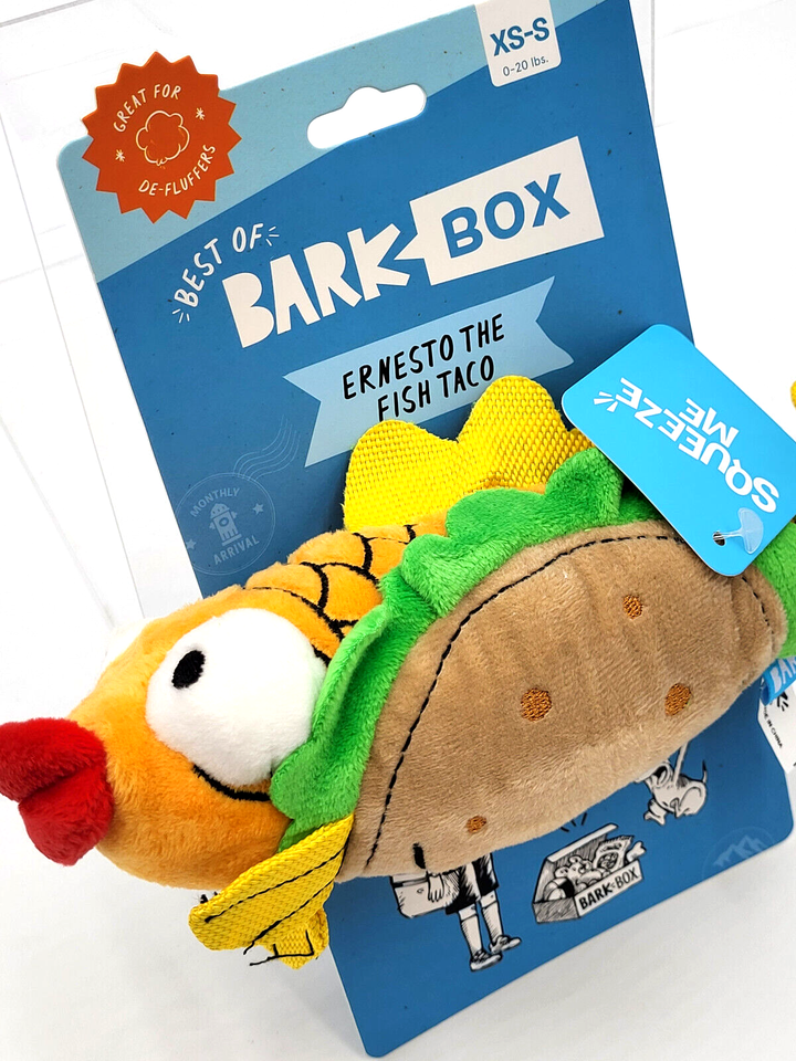 BARK BOX Ernesto The Fish Taco Plush Squeaky Tug & Shake Dog Toy 9" | eBay