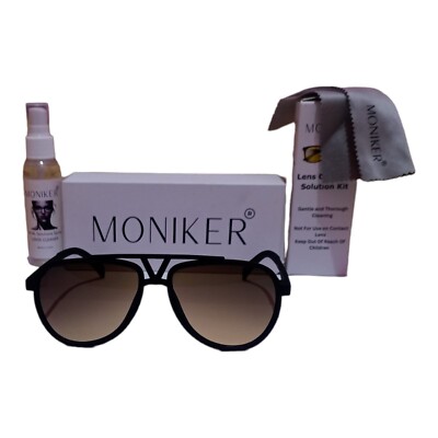 MONIKER Modern Unisex Aviator V Matt Finish Black Frame and Brown Lens ...