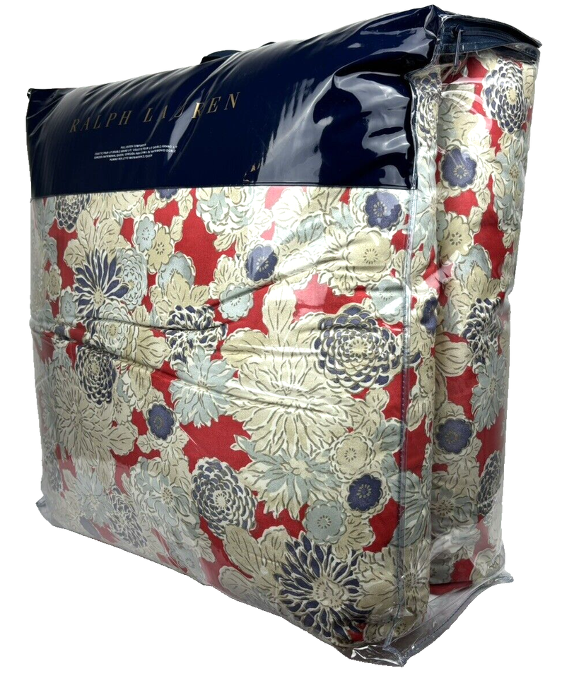 RALPH LAUREN QUEEN FULL Comforter Remy Floral Red Multicolor 100% ...