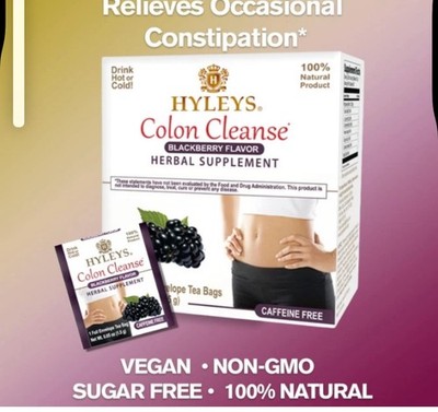 Hyleys Colon Cleanse Tea Blackberry Flavor 50 Bags Caffeine-Free Detox ...
