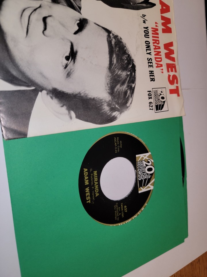 7' 45 RPM PICTURE SLEEVE & RECORD TV SHOW BATMAN ADAM WEST MIRANDA ON ...