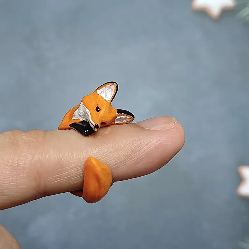 Unique Design Carve Red Little Fox Rings For Women Girls Fine Ring | eBay