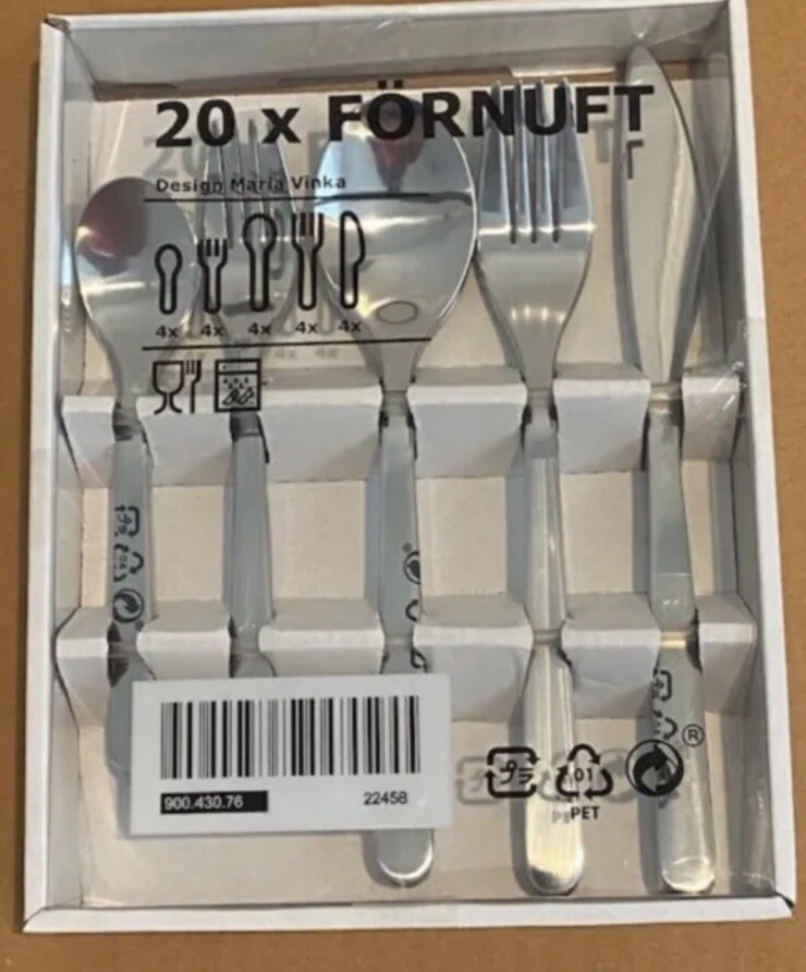 IKEA Fornuft 20 Pcs Flatware Silverware Set Stainless Steel Spoon Fork ...