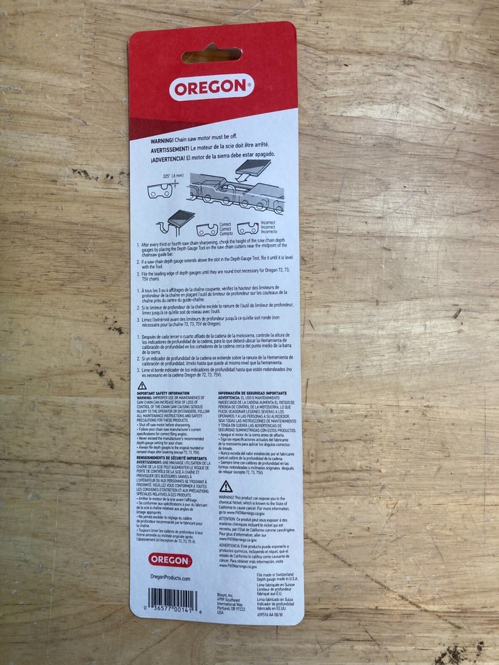 Oregon 27742 Chainsaw Depth Gauge & Flat File. .025" | eBay