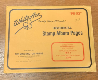 White Ace Stamp Album 2000 US Commemorative Plate Blocks Complete PB-52 ...
