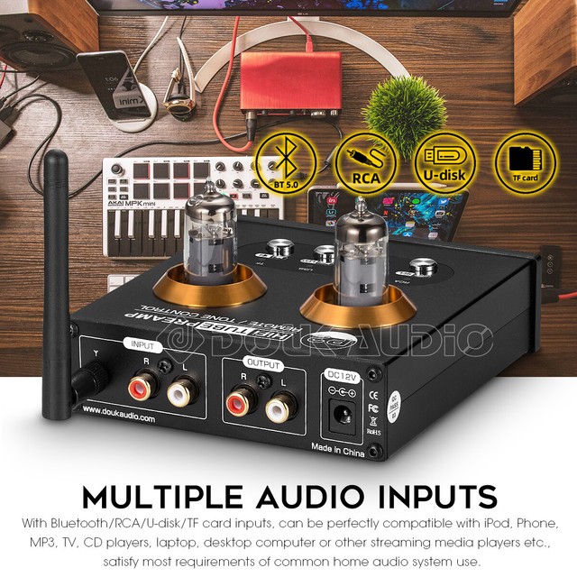 Douk Audio P2 Bluetooth Vacuum Tube Preamp Headphone Amplifier USB ...