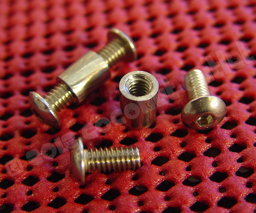 TWO SETS: 1/4" Knife Handle Fasteners 8-32 STAINLESS STEEL Barrel Bolts ...