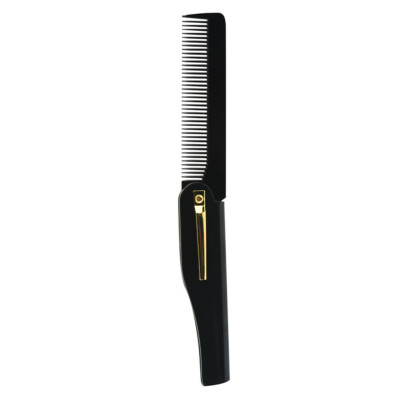 Folding Flip Pocket Comb Black Plastic Hair Style Beard Barber Greaser ...
