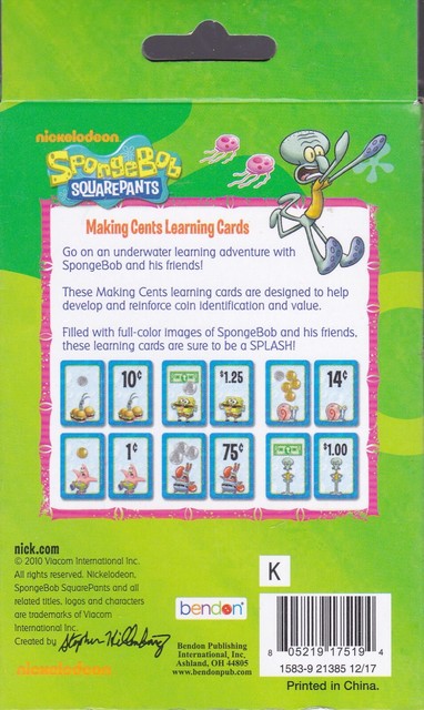Spongebob Squarepants Making Cents Money Flash Cards Math Teacher ...