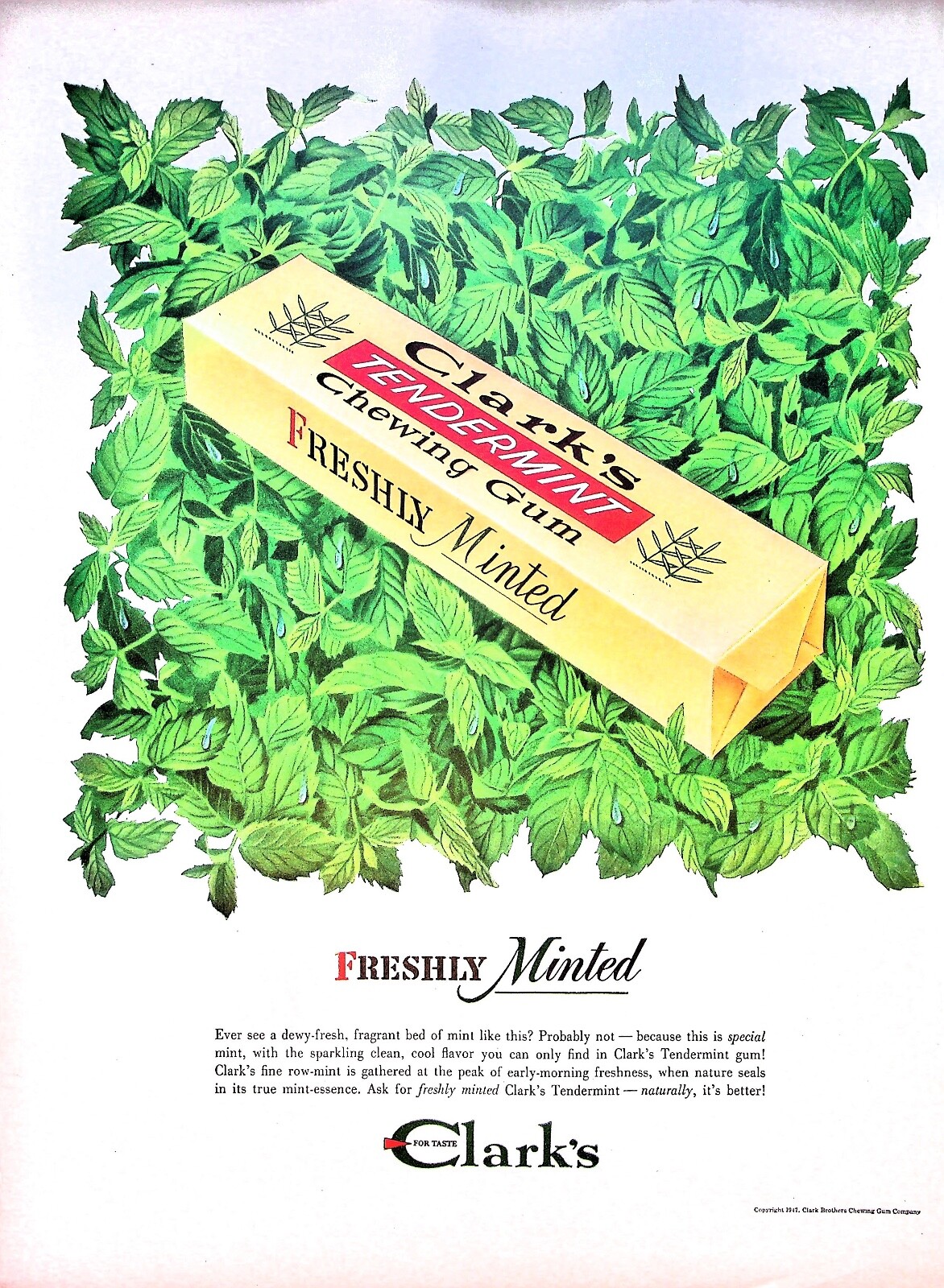 Original 1947 Clark's Chewing Gum Ad: TenderMint; Freshly Minted | eBay