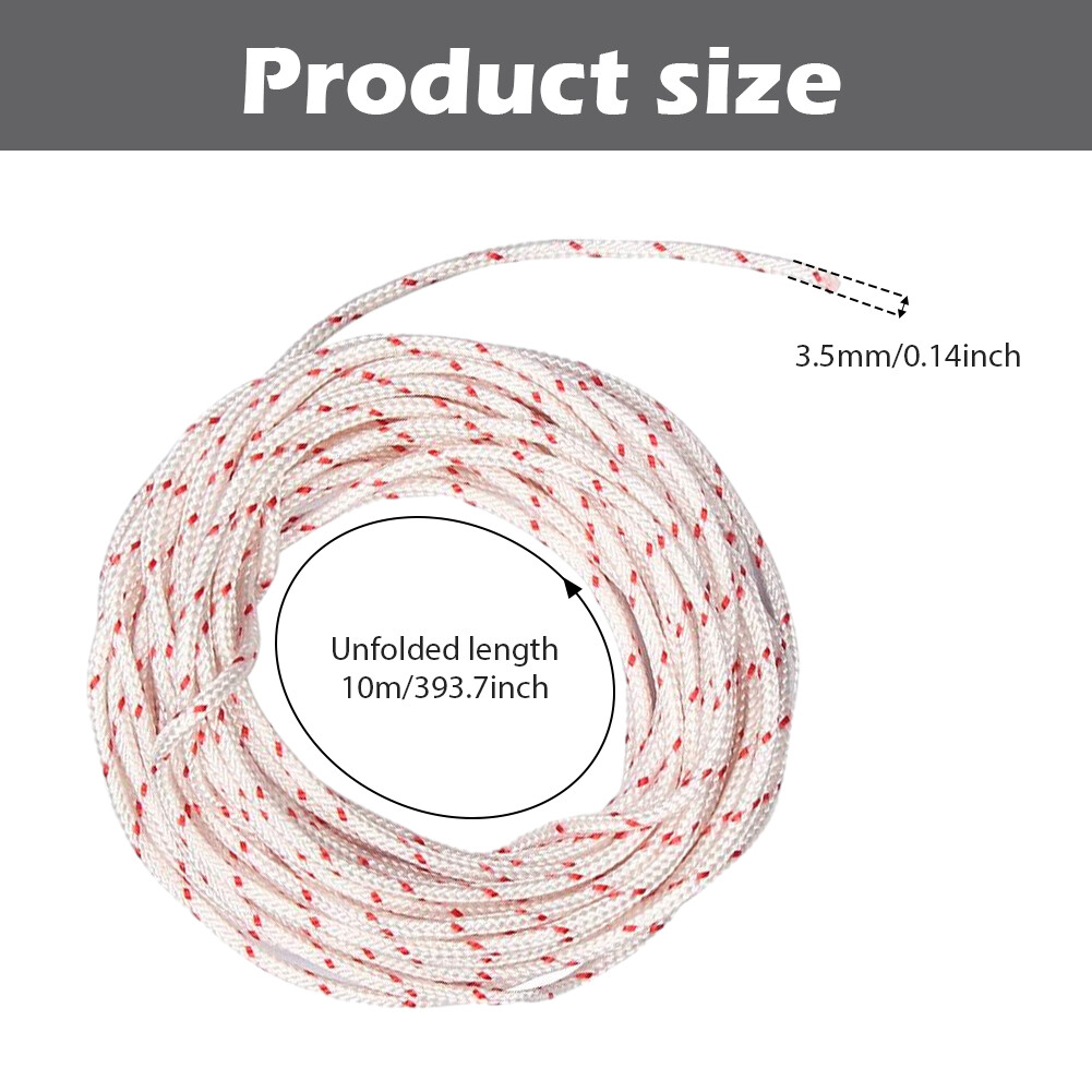 10m X 3.5mm Lawn Mower Recoil Starter Rope DIY Replacement Part Pull ...