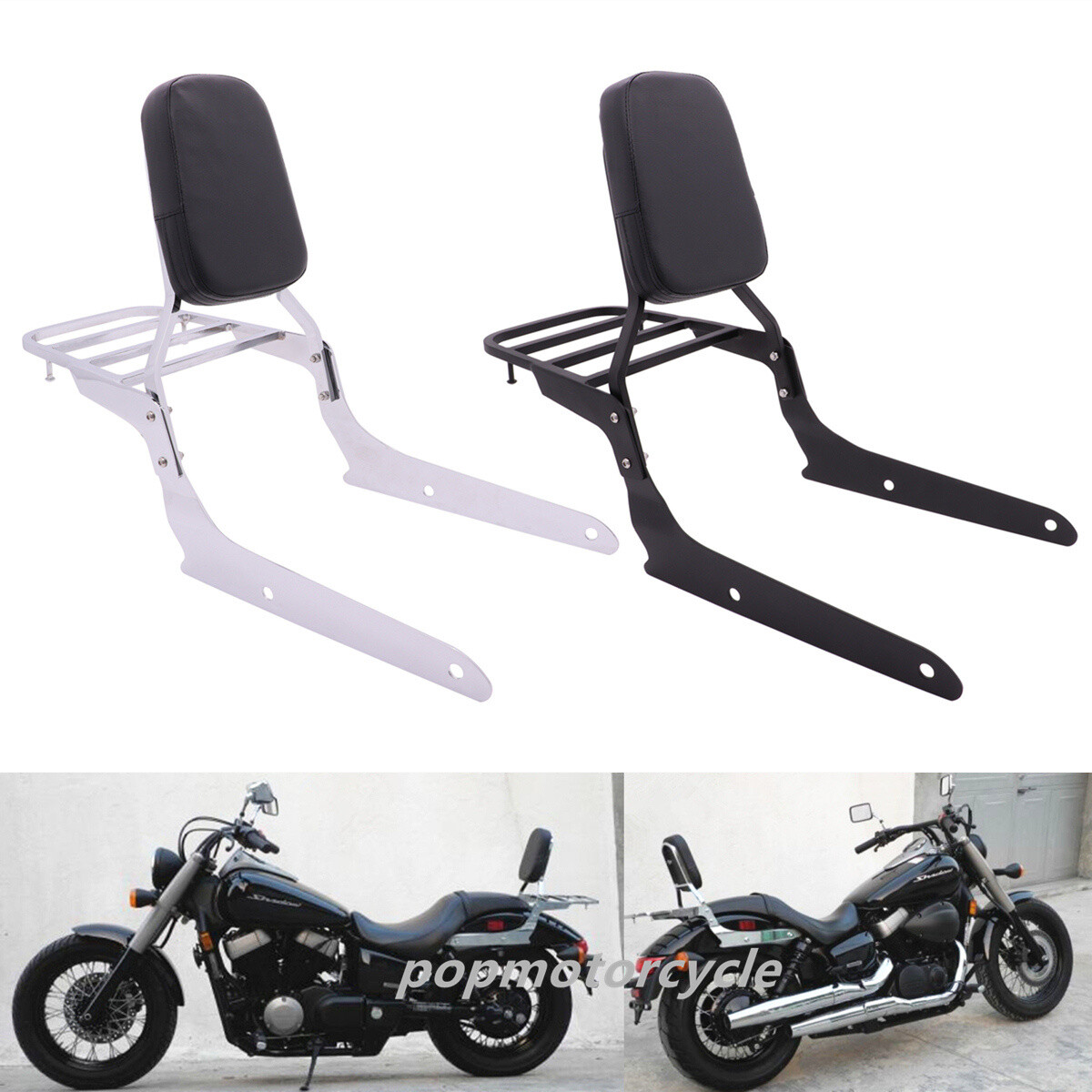 Backrest Sissy Bar Luggage Rack For Honda Shadow Spirit Phantom VT750C2 ...