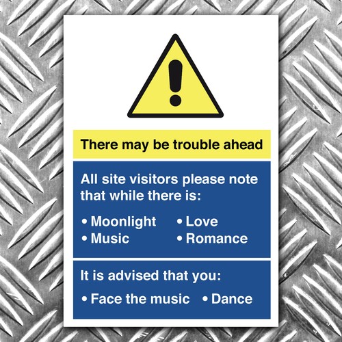 There may be trouble ahead warning sticker - funny morecambe & wise ...