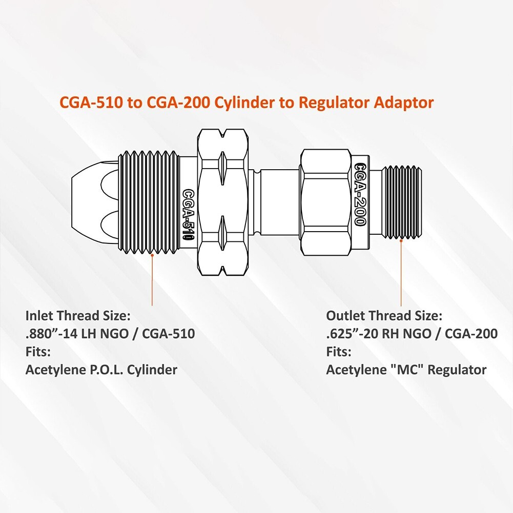 Brass Cylinder To Regulator Acetylene Adaptors CGA-200,CGA-300,CGA-510 ...