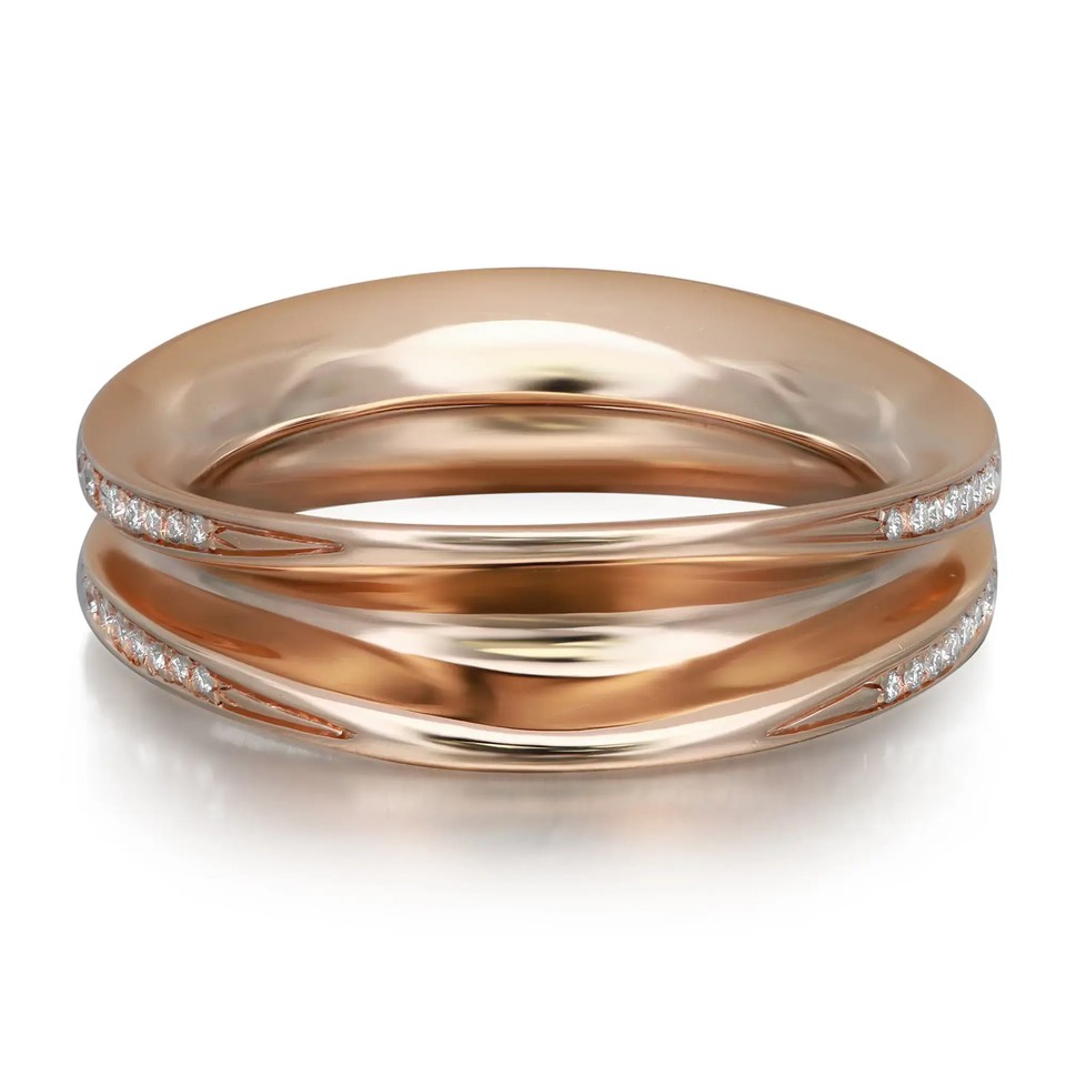 Chopard Round Diamond Pinched Band Ring 18K Rose Gold 0.22Cttw 52 US 6 ...