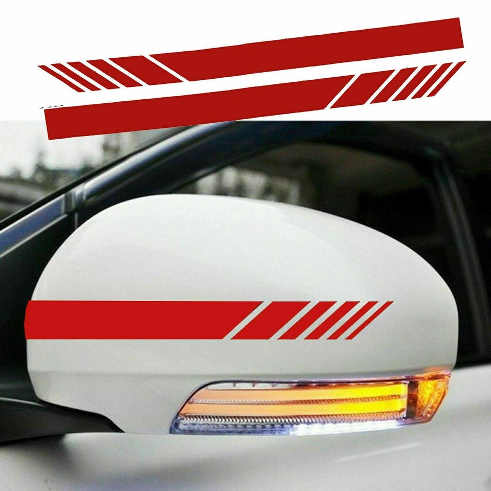 Red Racing Stripe Reflective Rearview Mirror Decor Sticker for Mercedes ...