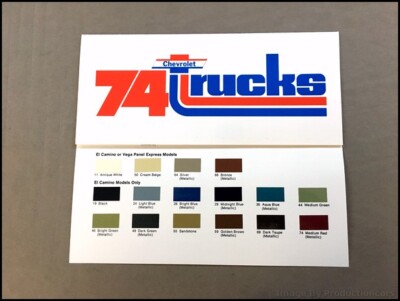 1974 Chevrolet Pickup Truck Factory Color Paint Guide Brochure El ...