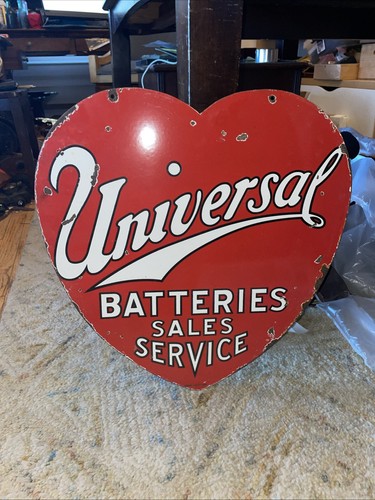 Old Universal Batteries Double Sided Porcelain Sign | eBay