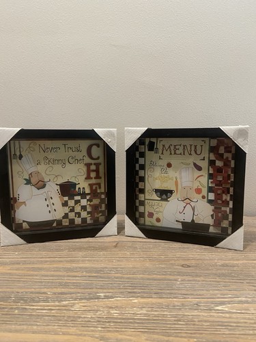 SET OF 2 CHEF KITCHEN DECOR WALL PLAQUES | eBay