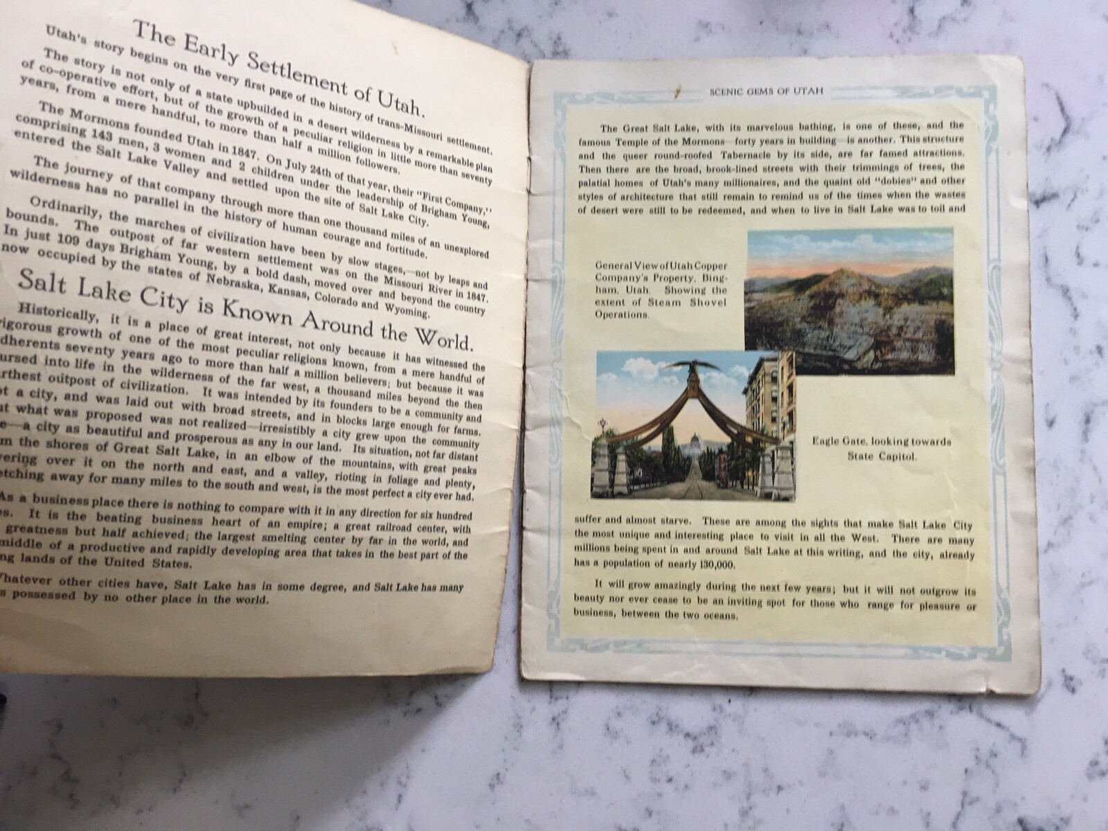 ANTIQUE SCENIC GEMS OF SALT LAKE CITY UTAH TRAVEL TOURIST PICTURE BOOK ...
