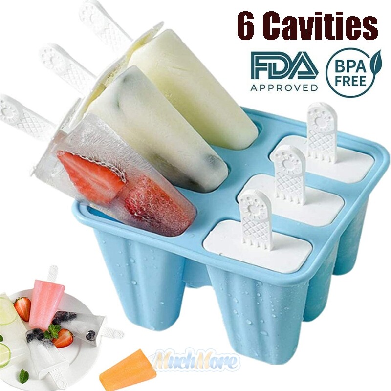 Silicone Popsicle Molds 10 Cavities Reusable Ice Pop Tray w/100 ...