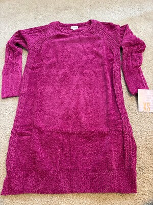 Lularoe Lauren Sweater Dress Size XS Solid Pink Block Soft Comfy New | eBay