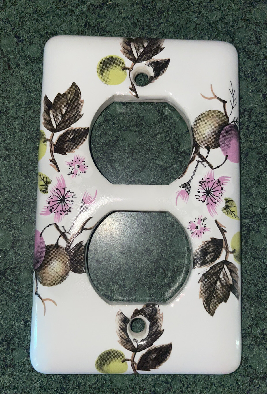 VTG Porcelain Outlet Cover Wall Socket Plate Hand Painted Purple ...