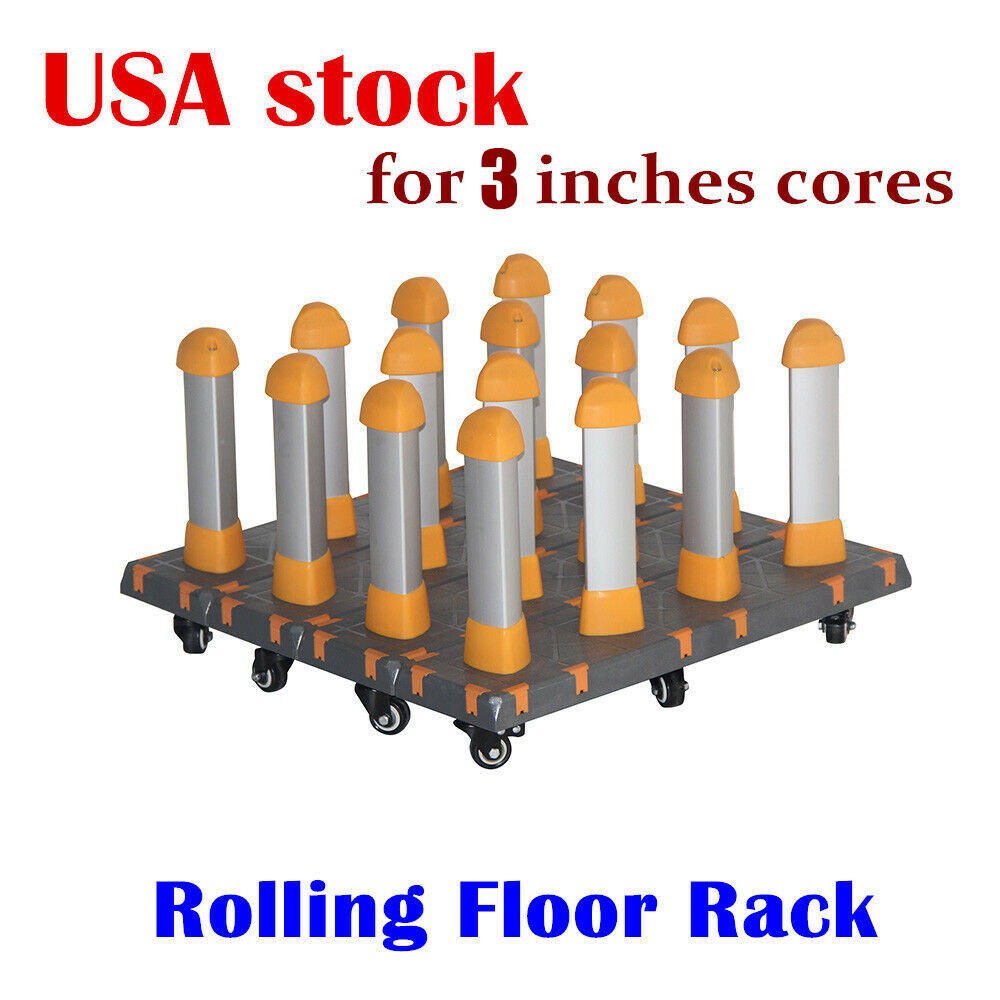 Rolling Floor Rack for Vinyl Media Roll Storage for 3 inches Core 16 ...