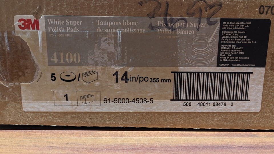 3M White Super Polish Floor Pads 14" 4100 (5 Pack) | eBay