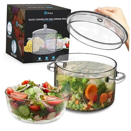 Glass Pots For Cooking on Stove - 1.9L/64oz - Heat-Resistant Glass ...