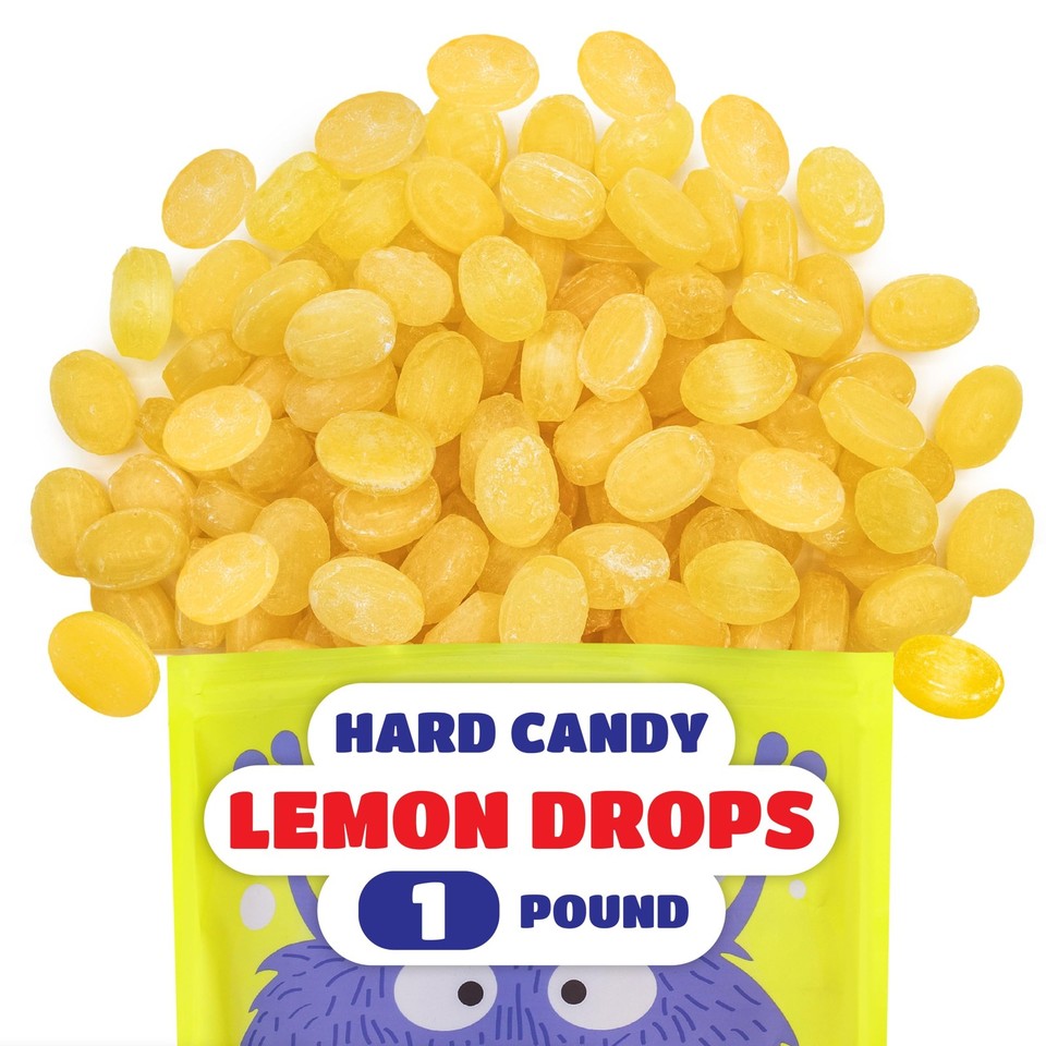 Lemon Drops Hard Candy - 1 Pound Bag - Sanded Lemon Candy with Sweet ...
