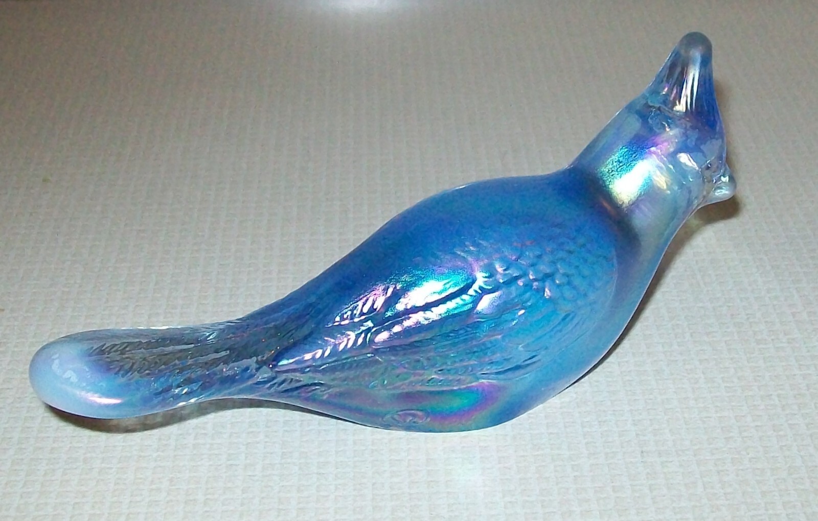 Fenton Blue Jay Iridescent Blue Carnival Glass Cardinal Bird Figurine ...