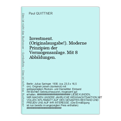 Investment. (Original Edition!). Modern Principles QUITTNER, Paul: | eBay