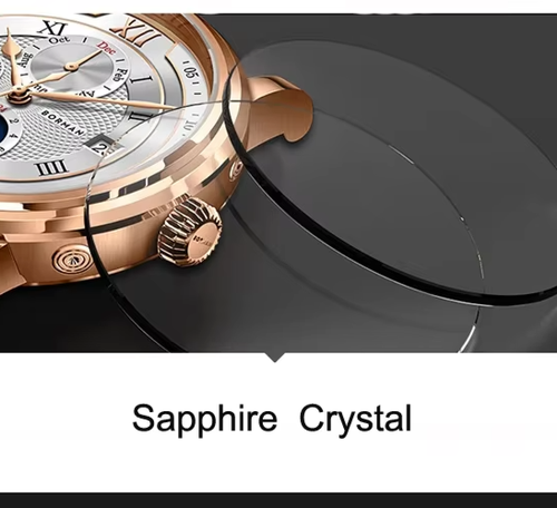 BORMAN Men's 40mm Luxury Wristwatch MoonPhase Calendar Watch BM3868 ...