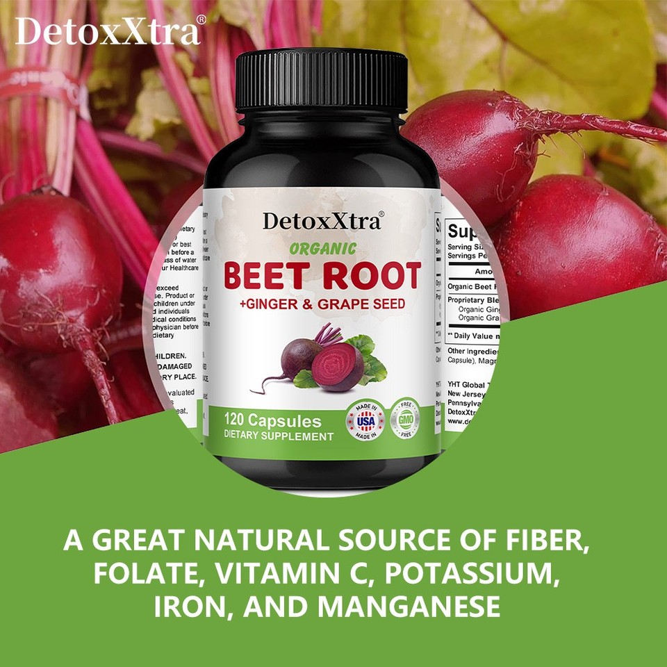 Organic Beet Root Grape Seed Supports Blood Pressure, Nitric Oxide 120 ...