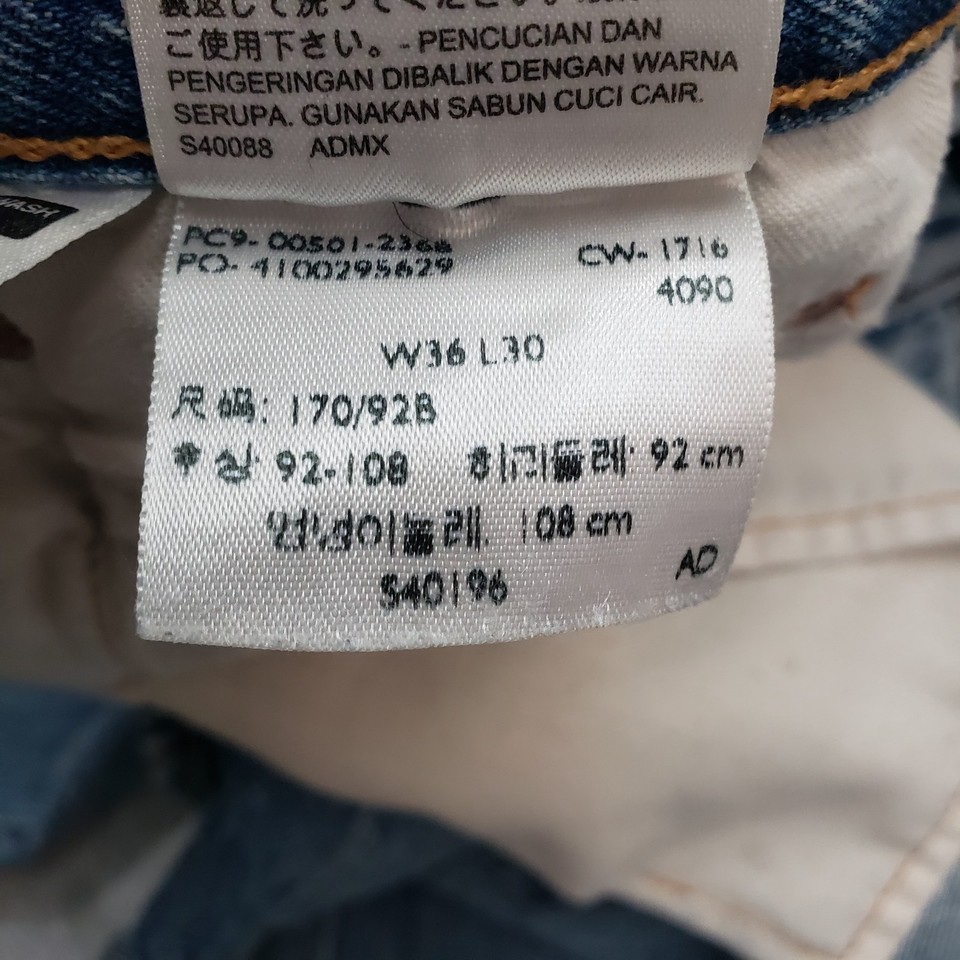 Levi's 501 Jeans Mens 36x30 Blue Denim Button Fly Straight Leg Medium ...