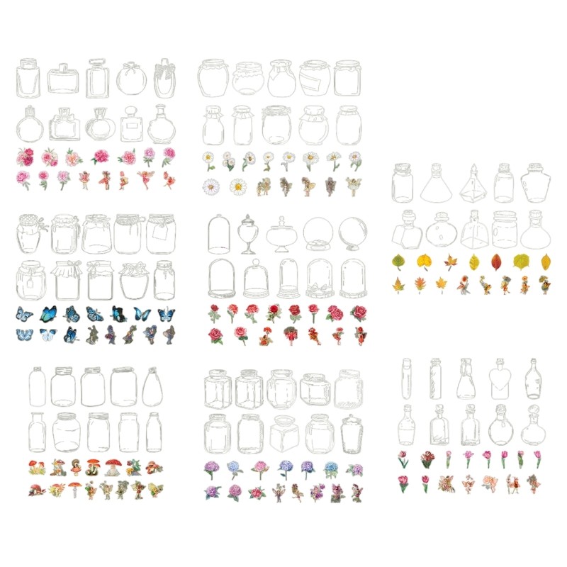 40pcs Flower Leaf in a Bottle Decorative Stickers Scrapbooking DIY ...