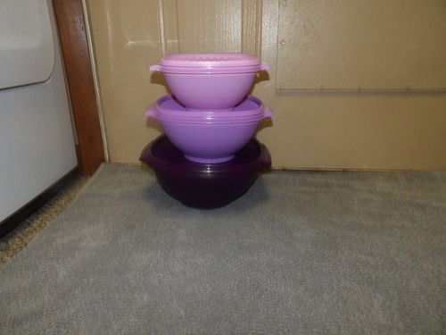 Tupperware Servalier 6 Pc Bowl Set Heritage Square Bowls w/Lids Purple ...