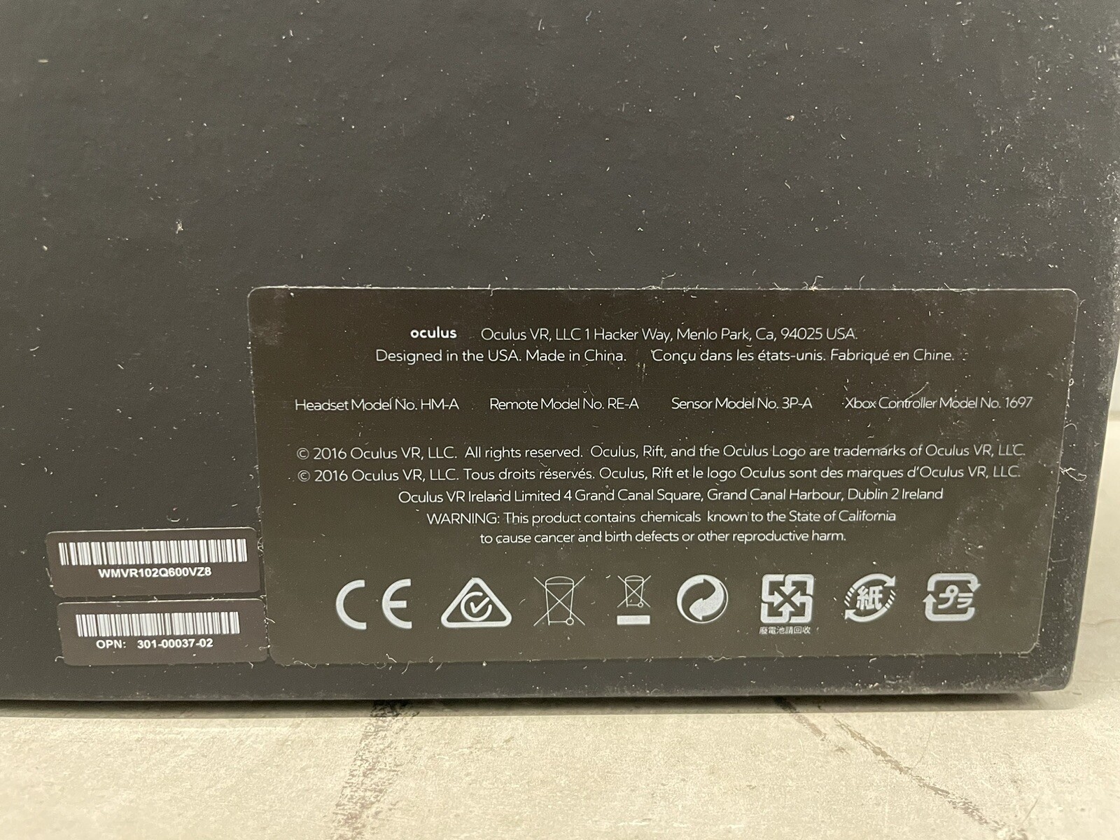 Meta Oculus Rift CV1 VR Virtual Reality Headset System - Black for sale ...