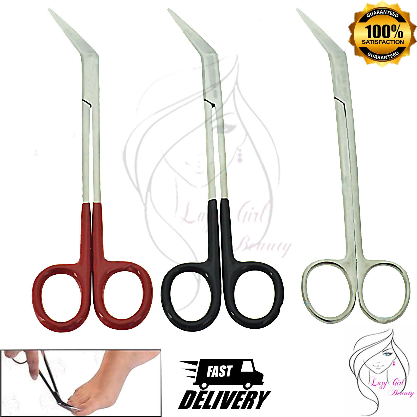 Extra Long Handled Angled Toe Nail Chiropody Podiatry Scissors - Steel ...