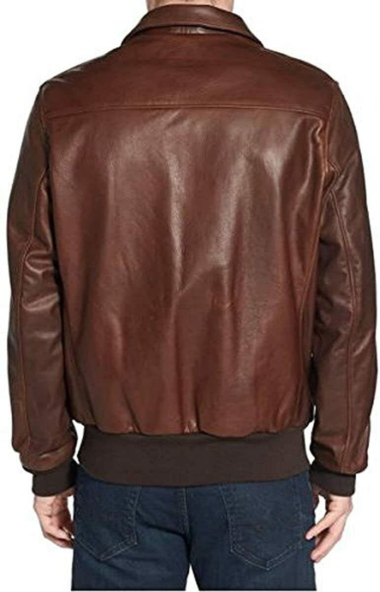 Men's Winter Riding Brown Leather Jacket Authentic Sheepskin Real ...
