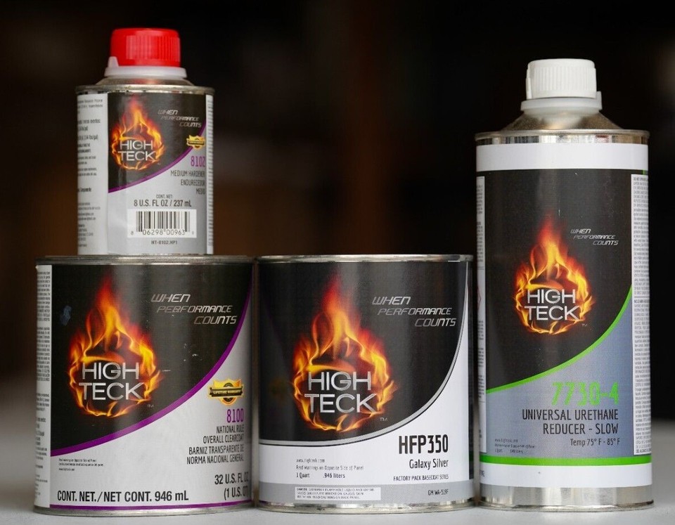 High Teck Galaxy Silver Basecoat Paint, Reducer, Clearcoat QUART Kit ...