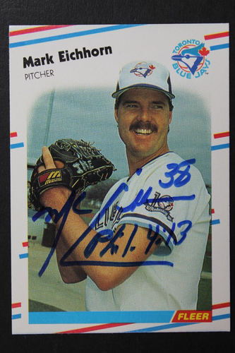 Mark Eichhorn Toronto Blue Jays Autographed 1988 Fleer #108 Signed ...