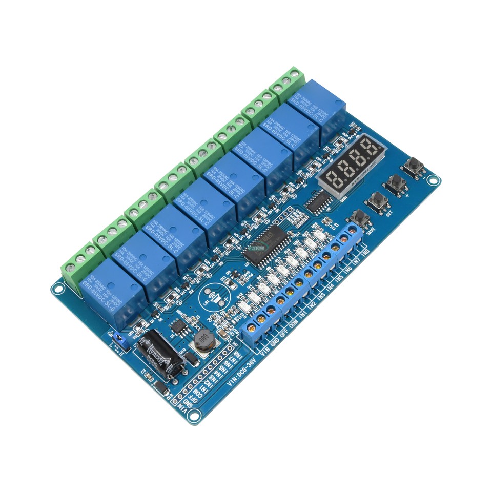 DC 8-36V 8-Channels Multi-functional Optocoupler LED Time Delay Relay ...