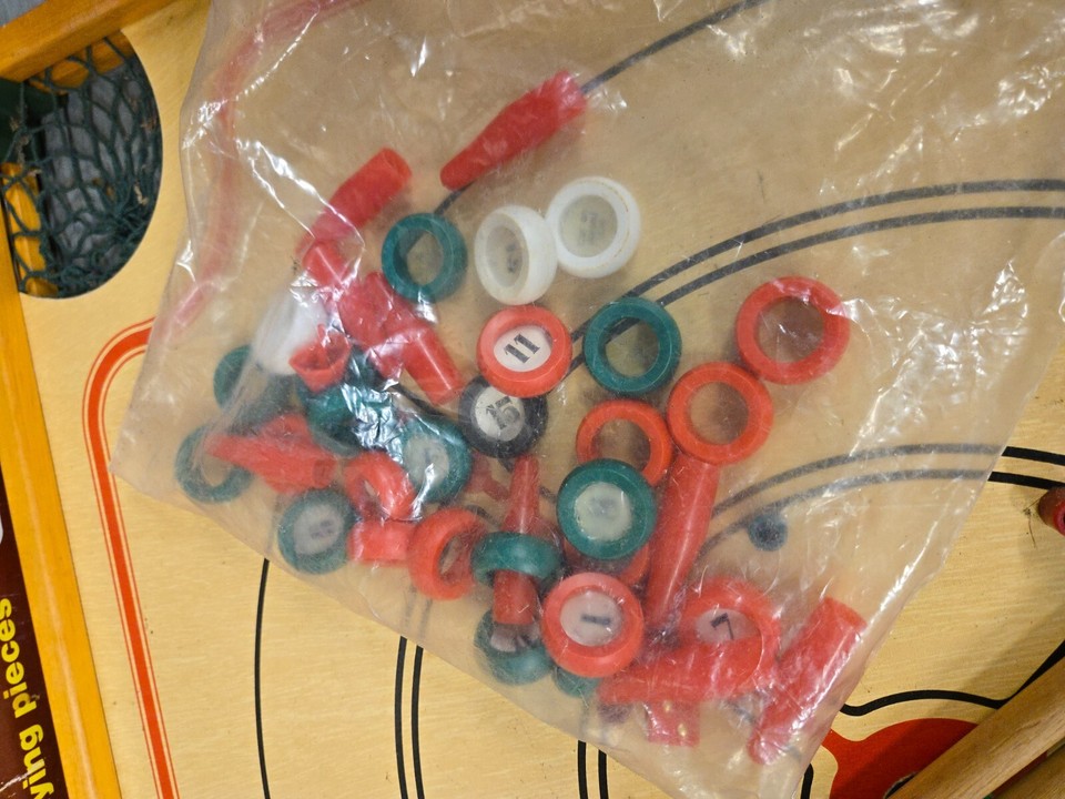 Vtg Carrom Wood Game Board 108P Merdel Double Sided w Box Sticks ...