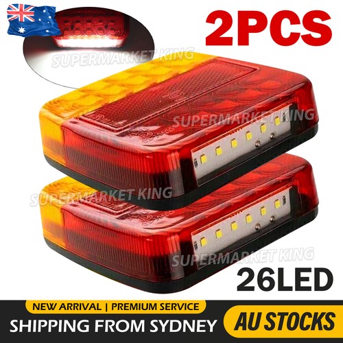 2x Square Led Stop Indicator Trailer Tail Lights Truck Caravan Lamp ...