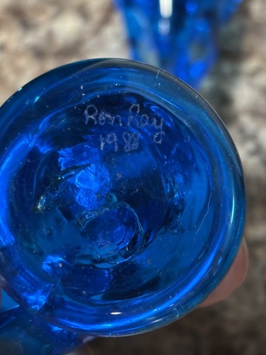 Set Of 2 Vintage Ron Ray Bluebird Of Happiness Blue Glass Bird 1988 ...